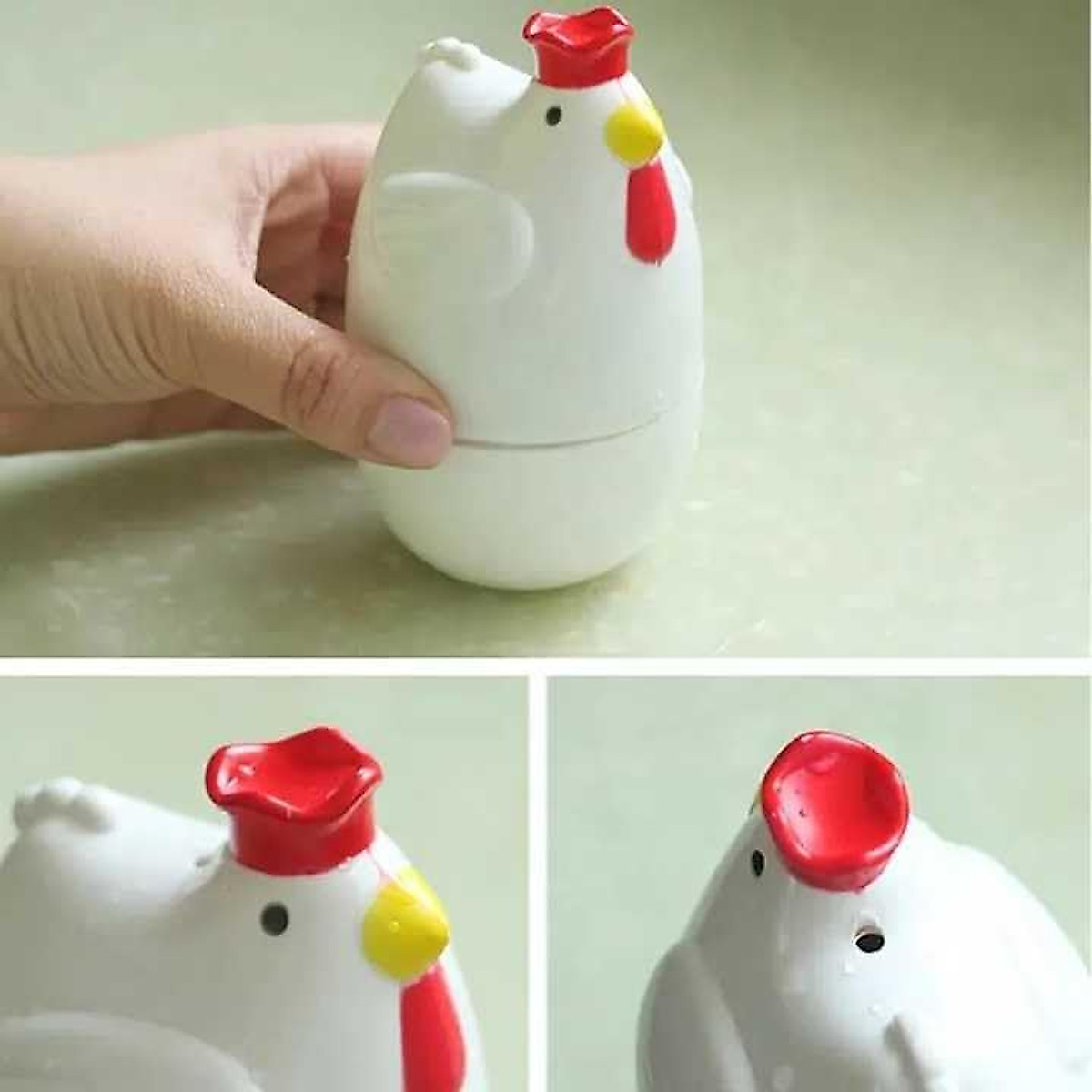 COOKWARE CREATIONS Chicken Shaped Microwave Egg Boiler for Perfectly Cooked Eggs in Minutes - egg boilers - egg boiler microwave - microwave egg boiler 1 egg - egg cooker, White