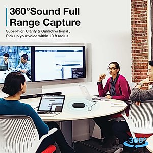 RayBit USB Speakerphone, Conference Computer Speakers with Microphone for Home Office Calls, 360 Degree Enhanced Voice Pickup, Noise Reduction, Echo Cancellation, Compatible with Zoom, Teams, Skype