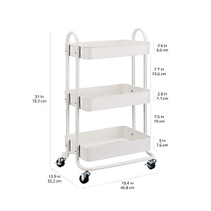 Amazon Basics 3-Tier Rolling Utility or Kitchen Cart - White