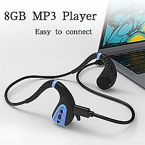 IKXO Waterproof Bone Conduction Headphones Bluetooth 5.0 Wireless Earbuds IPX8 Open Ear Underwater Bluetooth Gym Headphones with Microphone for Swimming Running, Sports