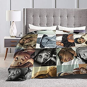 ISHAANAV Mary Music J and Blige Throw Blanket for Couch Sofa Fluffy Microfiber Fleece Throw Soft, Cozy, Lightweight Mary Music J and Blige