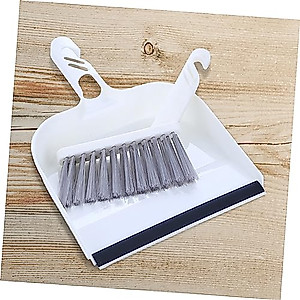 BCOATH 2 Sets Cleaning Brush Tabletop Fireplace Dust Pans with Brush Tiny Brush Dustpan Toy Broom Straw Soft Broom Cleaning Broom Mini Hand Broom Mini Cleaning Dustpan Plastic White