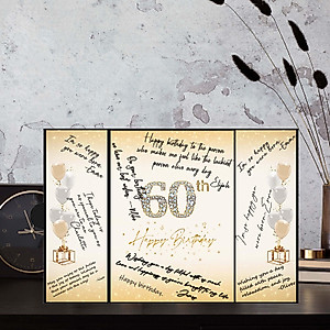 Crenics 60th Birthday Decorations for Men Women, Creative 60th Birthday Guest Book Alternative, 60th Birthday Signature Book Poster 18 x 12 inch, Great 60th Birthday Gifts