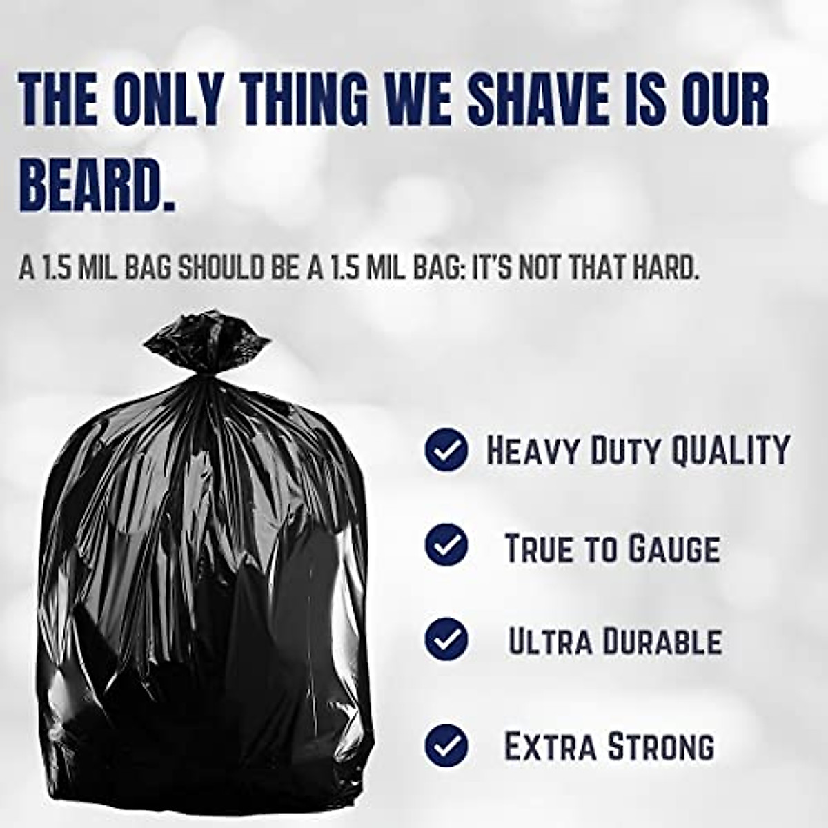 Plasticplace 95-96 gallon Garbage Can Liners │1.5 Mil │ Black Heavy Duty Trash Bags │ 61” X 68” (25Count)