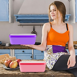 Boxdljh Ice Cream Containers Set of 2, 1.5 Quart Ice Cream Tub, Reusable Homemade Ice Cream Tubs with Stackable Freezer Storage Container for Yogurt, Sorbet, Gelato (Purple+Pink==2Pack)