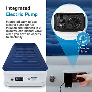 Active Era Luxury Twin Size Air Mattress (Single) - Elevated Inflatable Air Bed, Electric Built-in Pump, Raised Pillow & Structured I-Beam Technology, Height 21"