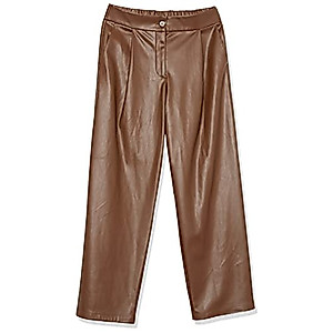The Drop Women's Theor Vegan Leather Trouser, Coffee Bean, M