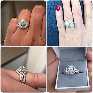 Newshe Wedding Band Engagement Ring Set for Women 925 Sterling Silver 1.8Ct Round White AAAAA Cz Size 7