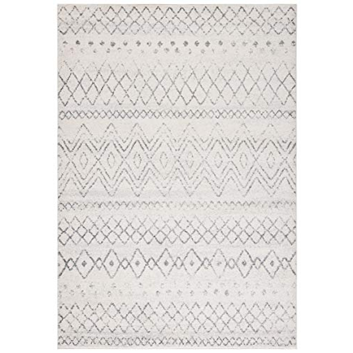 SAFAVIEH Madison Collection 5'1" x 7'6" Ivory/Charcoal MAD798D Moroccan Boho Distressed Non-Shedding Living Room Bedroom Area Rug