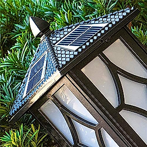 KLFJFD Solar Lights Outdoor,IP65 Waterproof Antique Lawn Lights LED Two-Color Light Exterior Post Pillar Lights Fixture,for Home Garden