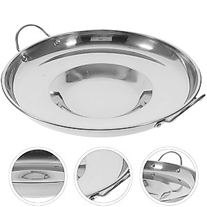 UPKOCH Mexican Style Wok Stainless Steel Comal Para Tacos Concave Frying Pan Nonstick Cooking Pan for Tortillas, Silver