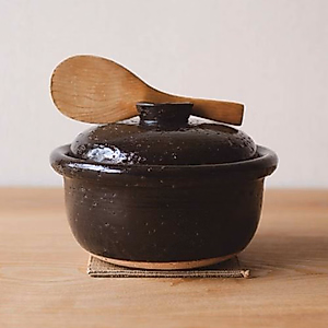 Japanese Donabe Kago Rice Cooking Pot, 2 Go, 1200cc, Black