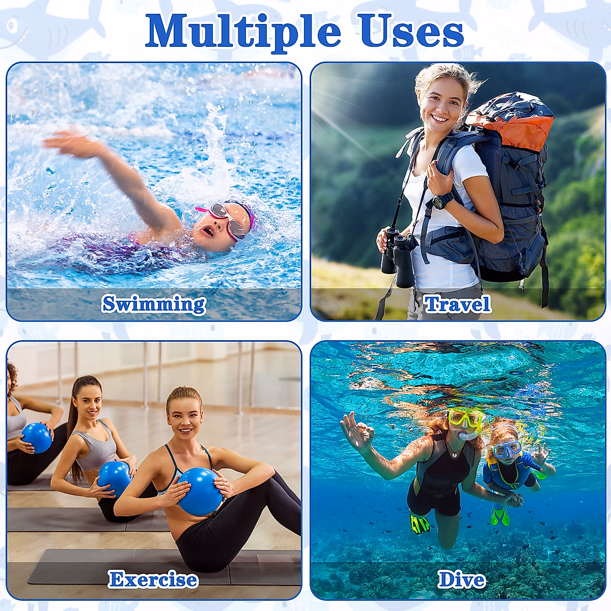 Shappy 2 Pcs Large Travel Laundry Bag Washable Waterproof Wet Dry Bag Large Dirty Clothes Bag Bathing Workout Bag(Shark)