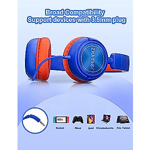 ZIUMIER Kids Headphones Wired, Headphones for Kids with Microphone for Boys Girls, 85dB/ 94dB Volume Limited, Foldable Toddler Headphones for School Airplane Travel,iPad, Fire Tablet, Kindle