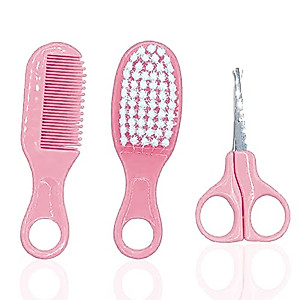 Baby Grooming Kit, Infant Safety Care Set with Hair Brush Comb Nail Clipper Nasal Aspirator Ear Cleaner,Baby Essentials Kit for Newborn Girls Boys (Pink Baby Grooming kit)