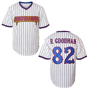 MESOSPERO Benchwarmers Jersey 32 Howie Goodman 68 Reedy 82 Richie Goodman 44 Matthews Men's Pinstriped Baseball Jersey (82 White, X-Large)