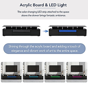 NOLLAM 76.7 "Modern TV Stand, Entertainment Center with Push to Open Doors and LED Color Changing Lights, High-Gloss Media Console for TVs Up to 80", TV Cabinet TV Table for Living Room, Black