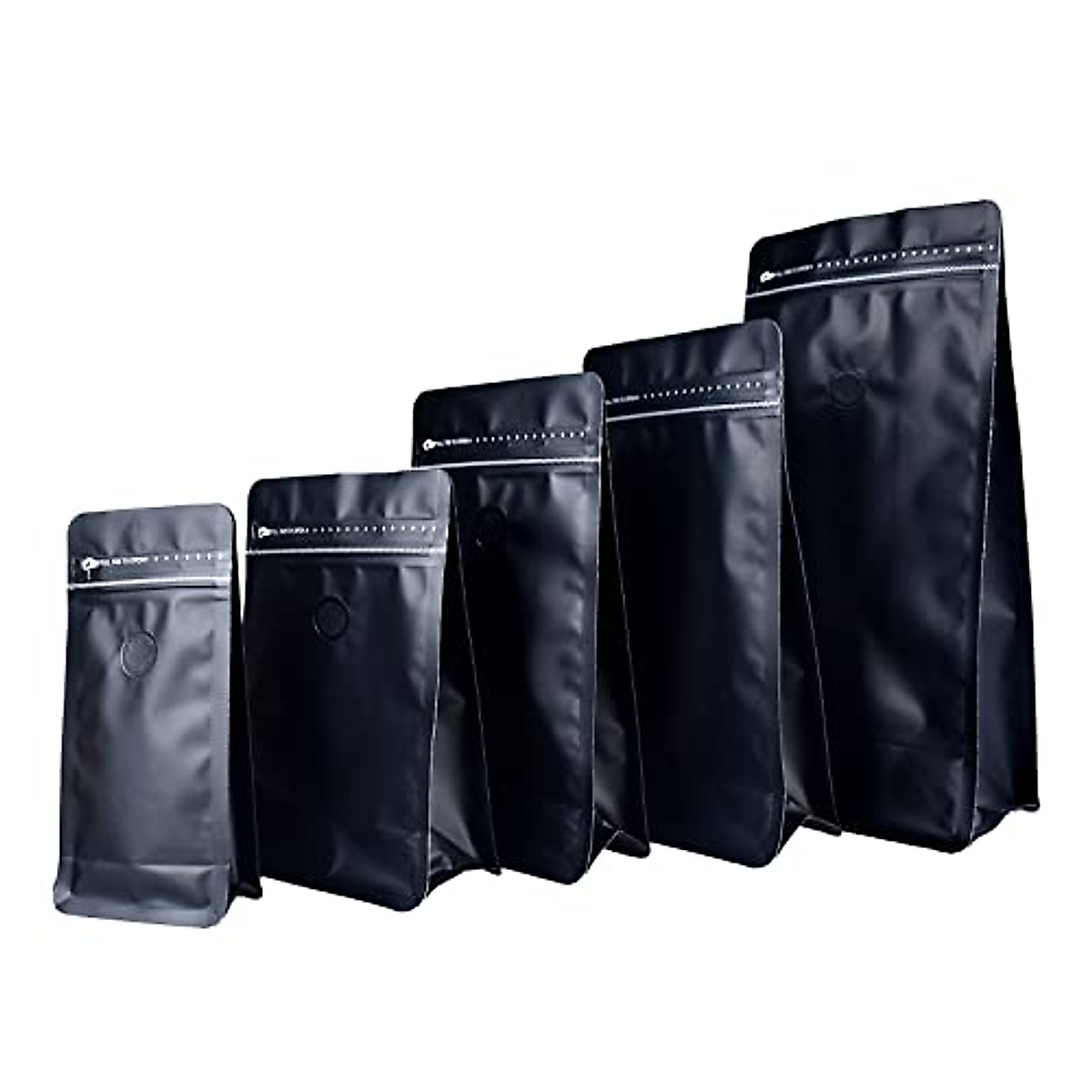 Resealable Coffee Bags, 50Pcs Stand Up Coffee Pouches with Valve and Side Zipper, Black Aluminum Foil Storage Bags for packaging food (1 LB, 16 oz)