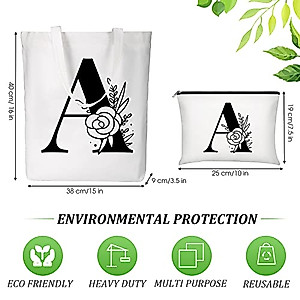 Reginary Monogrammed Initial Tote Bags for Women Graduation Gift Makeup Bag Teacher Appreciation Gift for Graduate Teacher (Letter A)