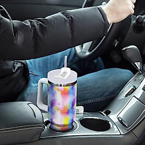 RPLIFE Dreamy Tie Dye Pastel Travel Coffee Tumbler, Stainless Steel Mug, Insulated Cup with Straw, Coffee Tumbler for Women