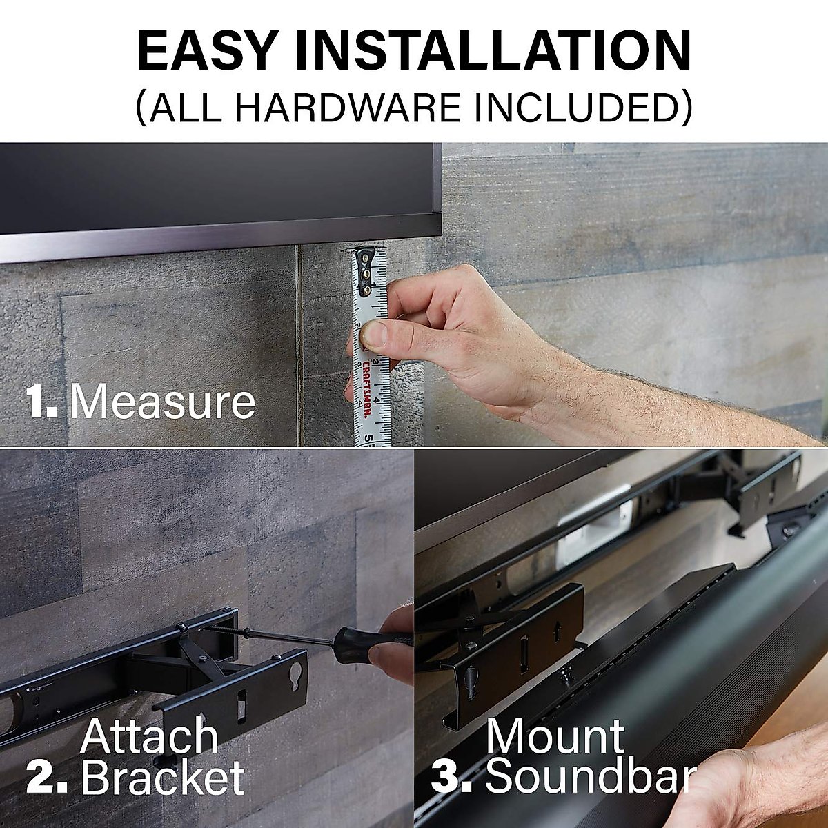 Sanus Extendable Soundbar Wall Mount Designed for Sonos Arc Sound bar - Low Profile & Audio Enhancing Design for Dolby Atmos -OSSAWM1-B2