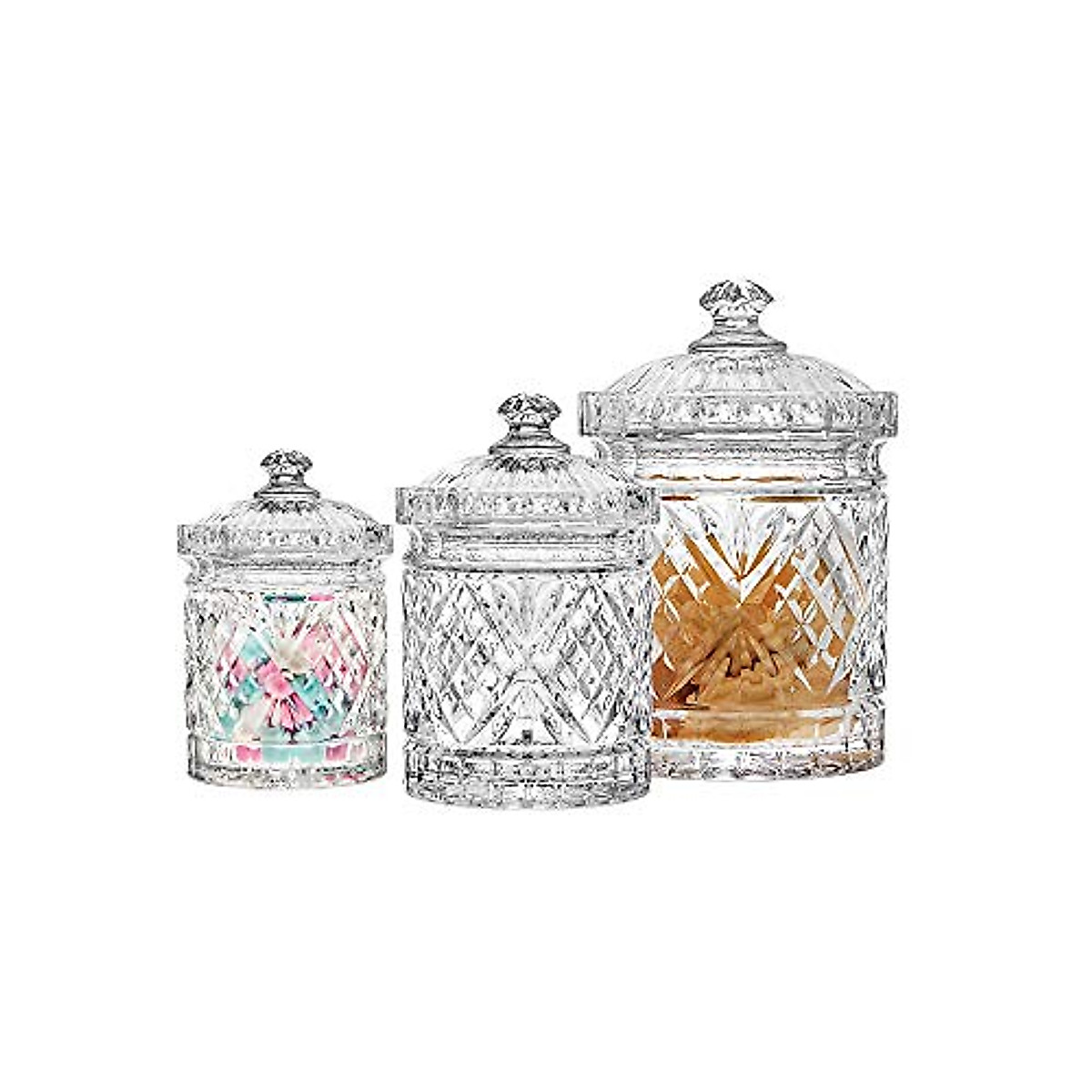 Godinger Canister Set, Crystal Canisters Food Storage Jars - Dublin Collection, Set of 3