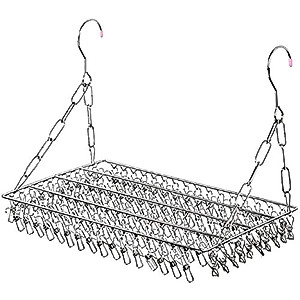 ZyHMW Clothes Airer Balcony Folding Shoe Drying Rack Clothes Airer Stainless Steel Laundry Hook Clip, Clothes Airer (No. of Pegs : 100) (Size : 36)