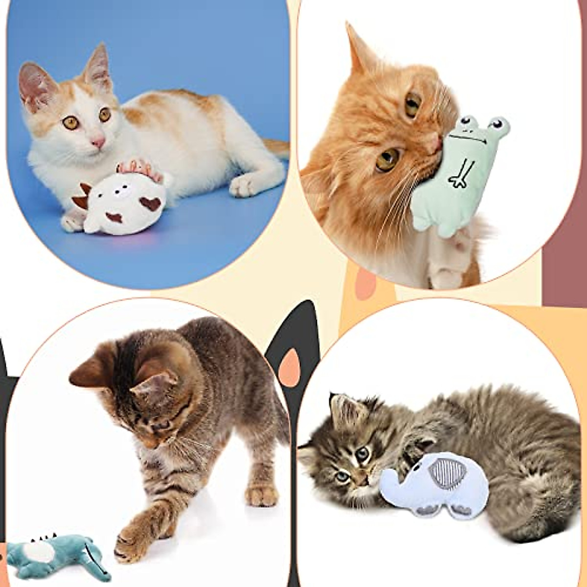 25 Pcs Catnip Toys Cat Chew Toy Interactive Catnip Filled Kitten Toys Soft Cotton Cat Toys for Cats Kitten, Assorted Cat Teething Chew Toys Indoor Pet Supplies (Lovely)