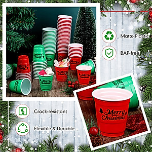 Lounsweer 100 Pcs Christmas Plastic Shot Glasses Shot Cups 2 oz Disposable Shot Cups Mini Party Shot Glasses for Bachelorette Birthday Drinking Tasting Serving Snack Samples Cup