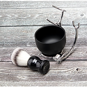 Grandslam Shaving Brush and Bowl Kit for Men, 3 in 1 Shaving Brush Set, Stainless Steel Shaving Bowl and Stand, Shaving Brush, Shaving Kit for Men