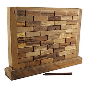 NOVICA Artisan Handmade Wood Game Multi Player Raintree from Thailand Brown Chess Sets Games Other Nat Geo Decor [7.75in H x 11.25in W x 2in D 0.6in H x 2in W x 1in D] ' Stacking Wall'
