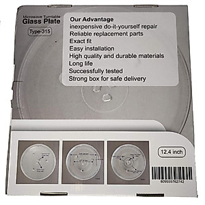 First Choice Brands 12.4" Glass Microwave Turntable Replacement Plate For GE, Samsung, Hotpoint And More - 315mm