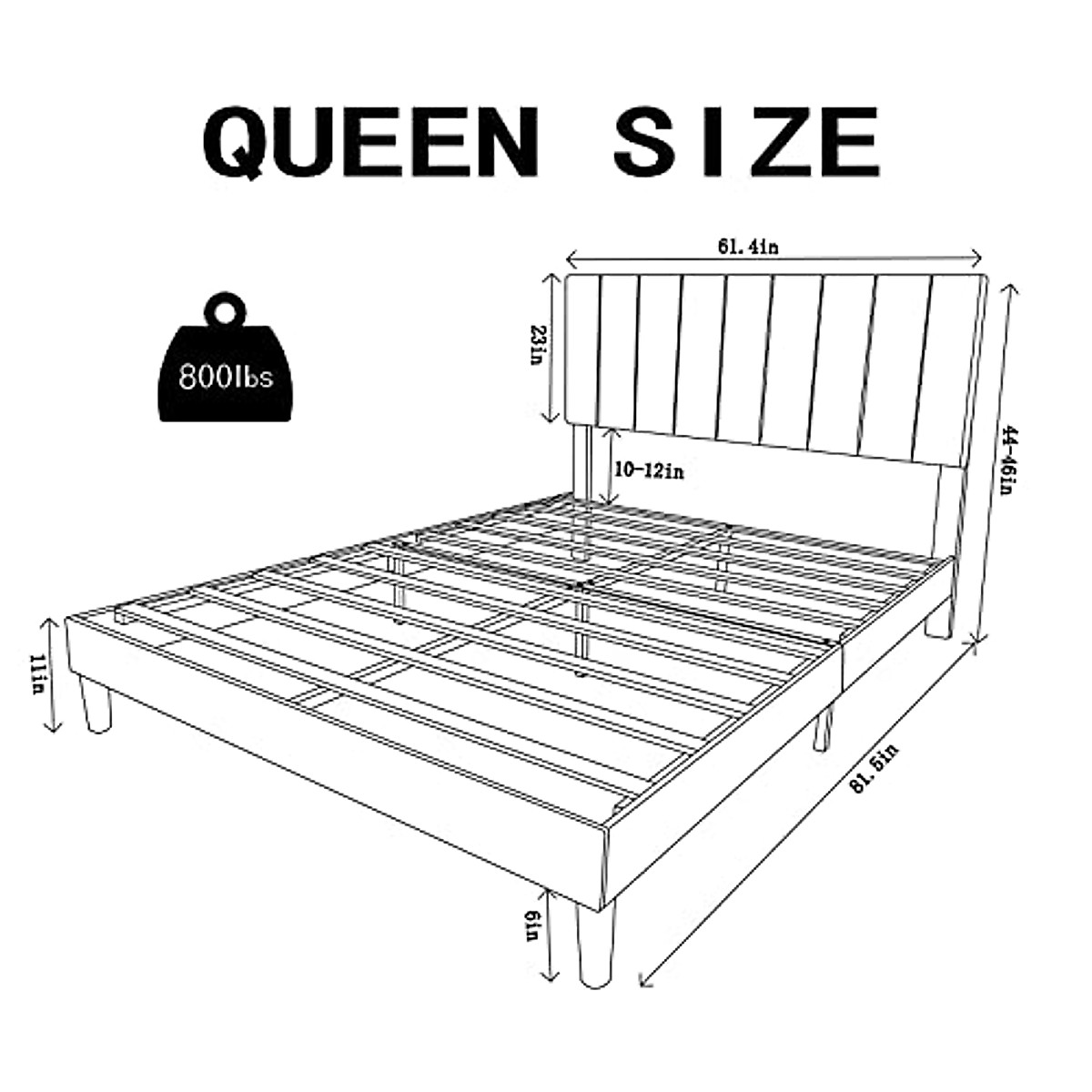 Queen Platform Bed Frame Black Velvet Upholstered Bed Frame with Vertical Geometric Adjustable Headboard,Wooden Slats Support,No Box Spring Needed,Mattress Foundation,Easy Assembly,Noise Free Design