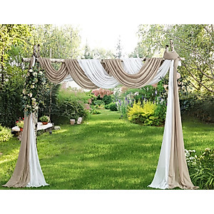WARM HOME DESIGNS 35 x 288 Inch Nude Brown Chiffon Fabric. Use Luxurious Chiffon Material as Chiffon Table Runner, Wedding Arch Decorations, Window Scarf, Party Backdrop. CF Nude 288"