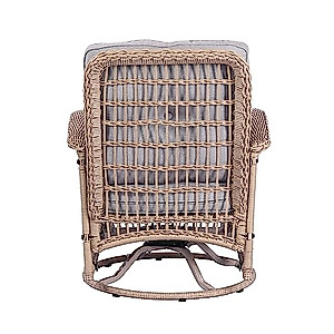 Livavege Outdoor Patio Rattan Gray Cushion, Weather-Resistant PE Wicker Furniture for Porch, Sunroom, Deck, Backyard, Swivel Rocker Chair, Natural