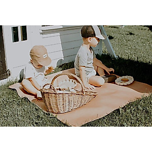 Uniklook Mat – 39”x39” Square | Luxurious, Faux-Leather Drop Cloth | Tummy Time, Picnic, Craft mat or Beach Blanket | Wipeable, Waterproof, Mat for Under High Chair Rug (Blanc, Terra, 39"x39")