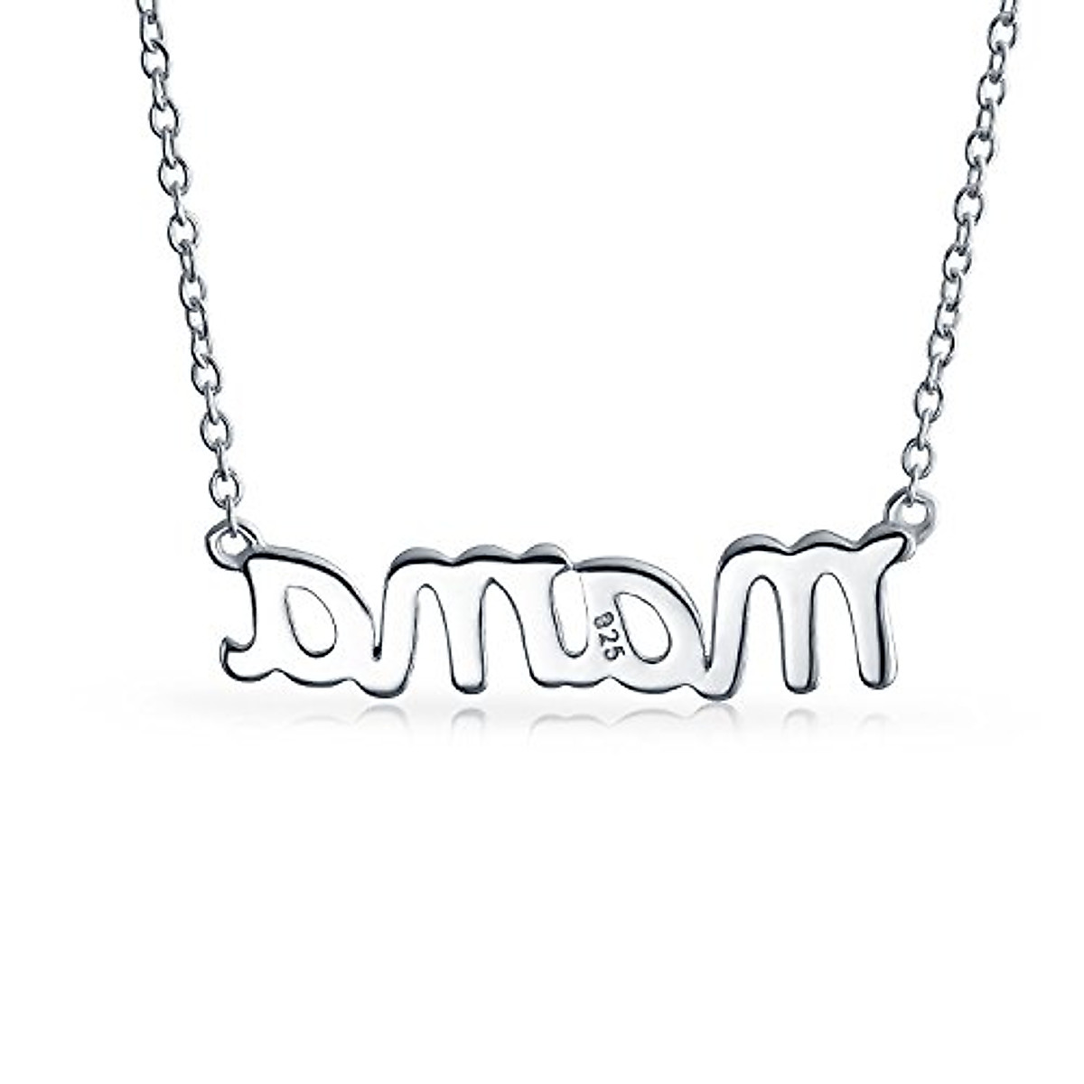 Personalized Name Plated Talk Station Pendant MAMA Word Necklace For Mother For Women Polished .925 Sterling Silver