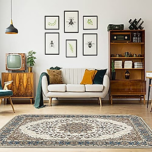 Bayson Area Rug Blue and Brown Persian Texture Abstract Painting Modern Home Decor Small Floor Rug 3' X 5' (91cmX 152cm) Carpet