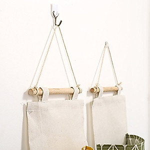 litymitzromq Hanging Organizer, 3 Pockets Wall Door Closet Home Hanging Storage Bag Linen Fabric Wardrobe Organizer Pouch Space Saving Household Tool Grey