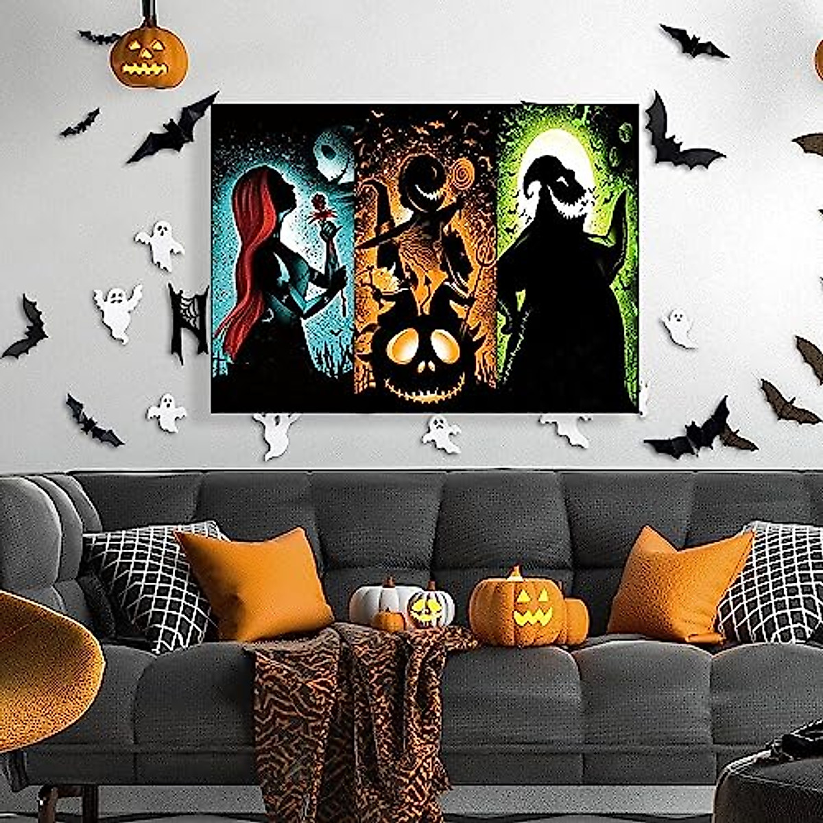 Halloween Diamond Art Painting Kits for Adults - Jack and Sally DIY 5D Paint with Diamonds Gem Art Painting Kits DIY Nightmare Before Christmas Round Full Drill Diamond Dots Paintings Adult Crafts