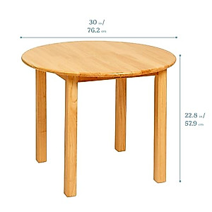 ECR4Kids 30in D Round Hardwood Table and Chair Set, 12in Seat Height, Kids Furniture, Honey