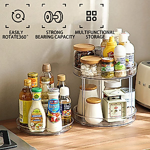 LUNKUIVY 2 Pack Lazy Susan Turntable, 2 Tier Lazy Susan Spice Rack Organizer 360 Degree Rotating Non-Skid for Kitchen Cabinet, Table, Pantry