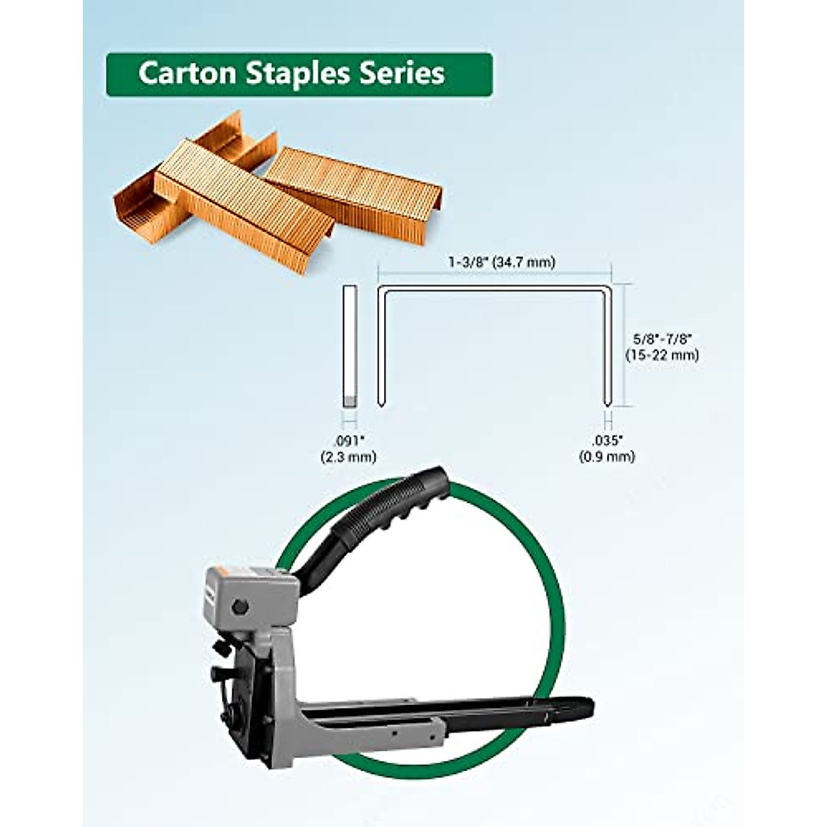 meite 16GCS58 16 Gauge 1-3/8" Crown 5/8" Length Copper Coated Carton Closing Staples for Pneumatic & Manual 2000 PCS/Box (1 Box)