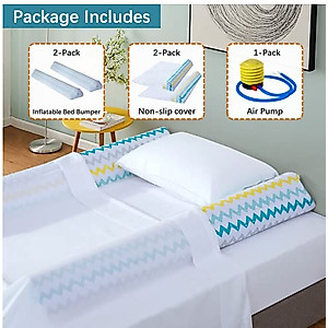 Bed Rail for Toddlers 2-Pack, CPSIA Certified - 50-Inch Long Inflatable Crib Bumpers for Home or Travel, Adjustable Toddler Bed Rails Guard Fits Twin, Full, Queen, King Size Bed Mattress