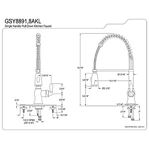 Kingston Brass GSY8891AKL Kaiser Single Handle Kitchen Faucet with Pull-Down Sprayer, Chrome
