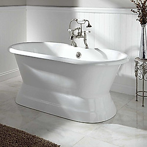 Signature Hardware 907547-66-RR Henley 66" Cast Iron Double-Ended Pedestal Tub with Rolled Rim