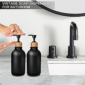 MIERTING Black Bathroom Accessories Set 8 Pcs, Matte Black Bathroom Accessory Sets With Trash Can, Soap Dispenser And Toothbrush Holder Set, Soap Dish, Cotton Ball & Qtip Holder, Toilet Brush & Holder