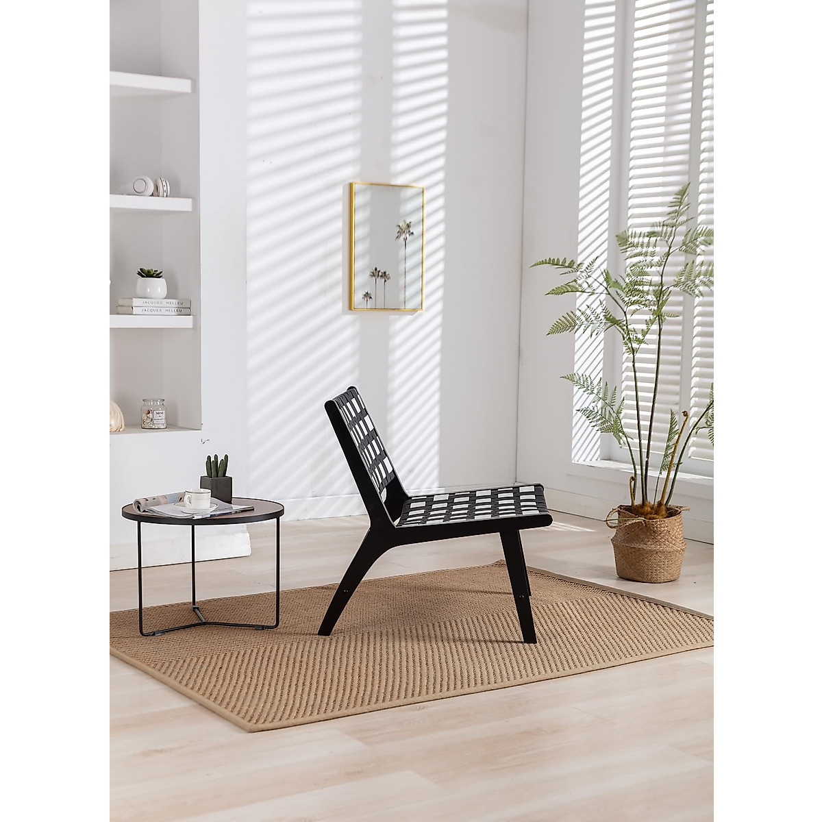 Living Room Accent Chair, Comfort Chair Armless Rubberwood Black White Modern Home Furniture 26.18" Lx28.35 Wx28.35 H