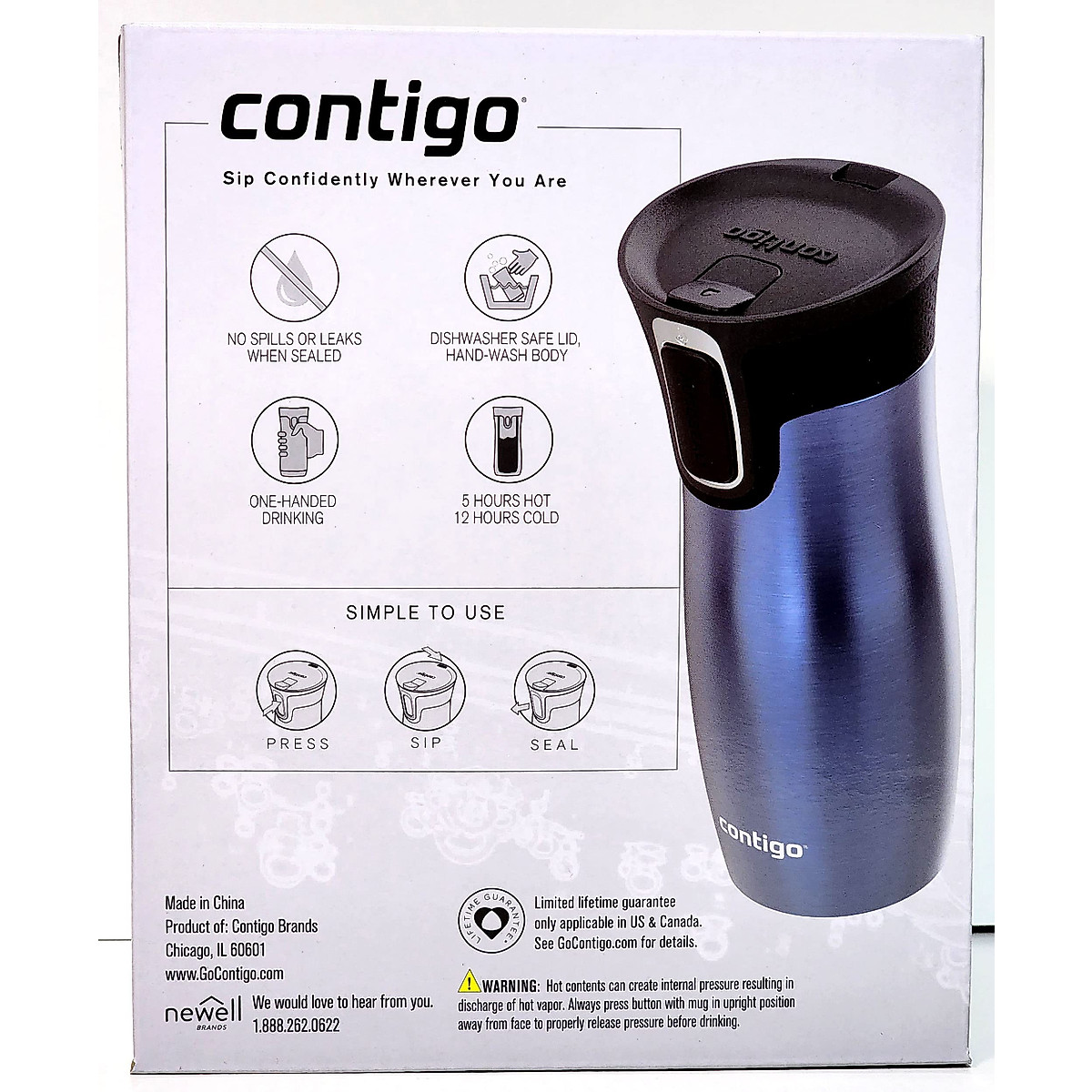 Contigo West Loop Spill-Proof Travel Mug, 14 Oz, 2 pk. Vervain and Stainless Steel.