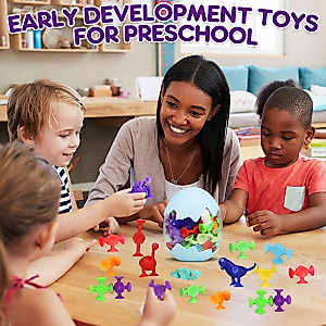 Bath Toys 27 PCS Suction Toys Sensory Toys for Kids Ages 4-8 Boys Girls Stress Release Toys Travel Toys Suction Cup Toys Silicone